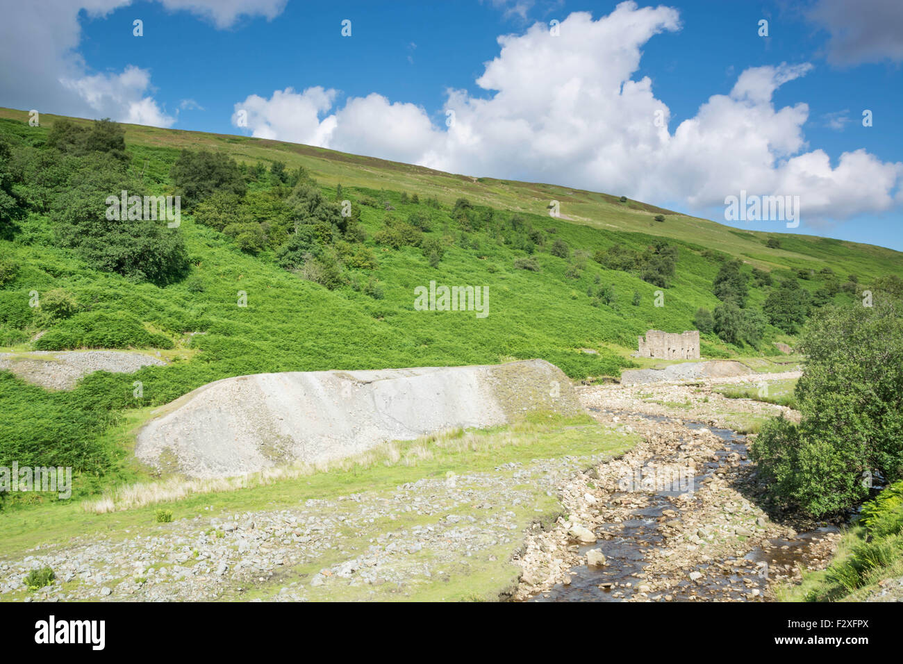 Lead mine remains in Gunnerside Gill in Swaledale in the Yorkshire ...
