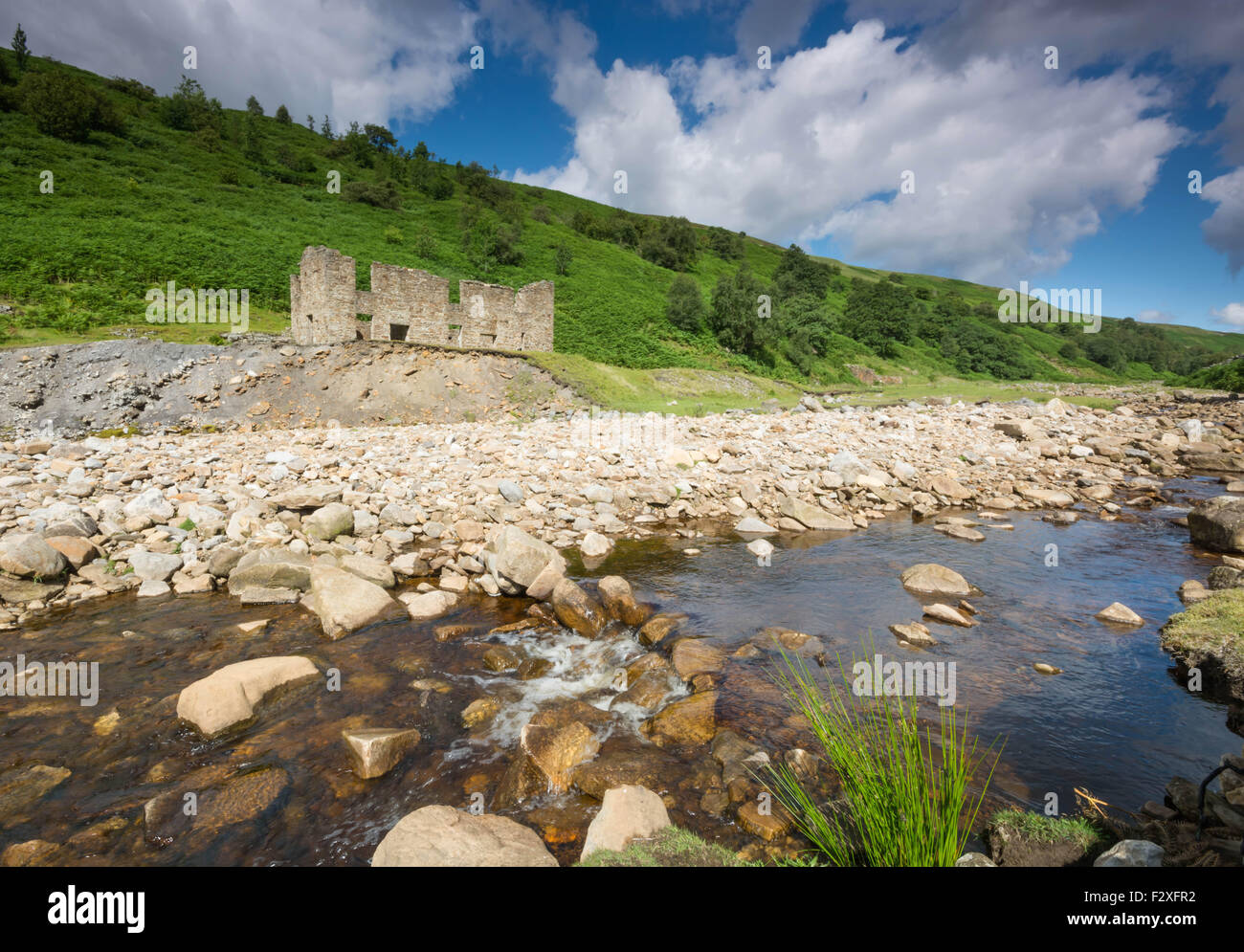 Lead mine remains in Gunnerside Gill in Swaledale in the Yorkshire ...
