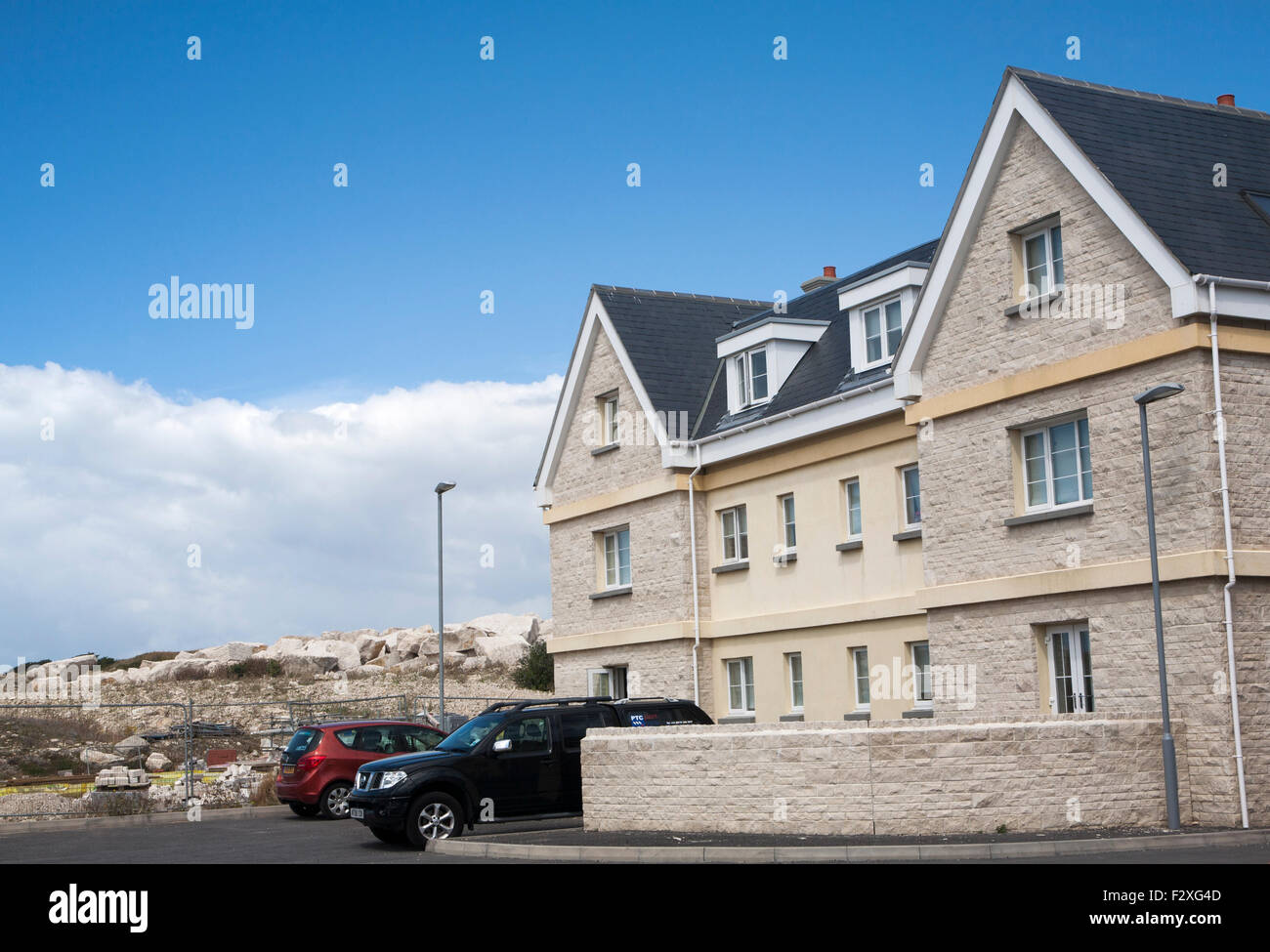 New homes stone housing development Isle of Portland, Dorset, England ...