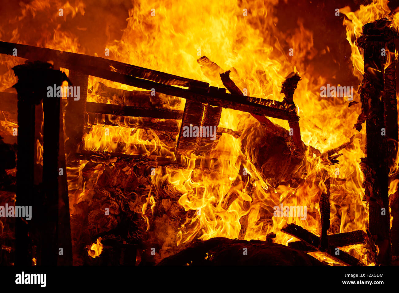 Fallas fire burning in Valencia fest at March 19 th Spain tradition ...