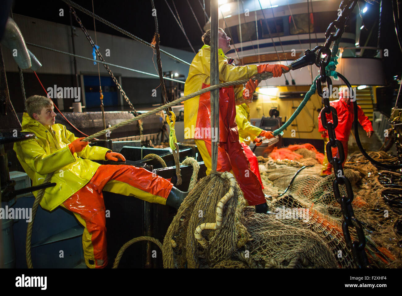 Dutch fishing vessel fishing on the North sea for sole and flounder ...