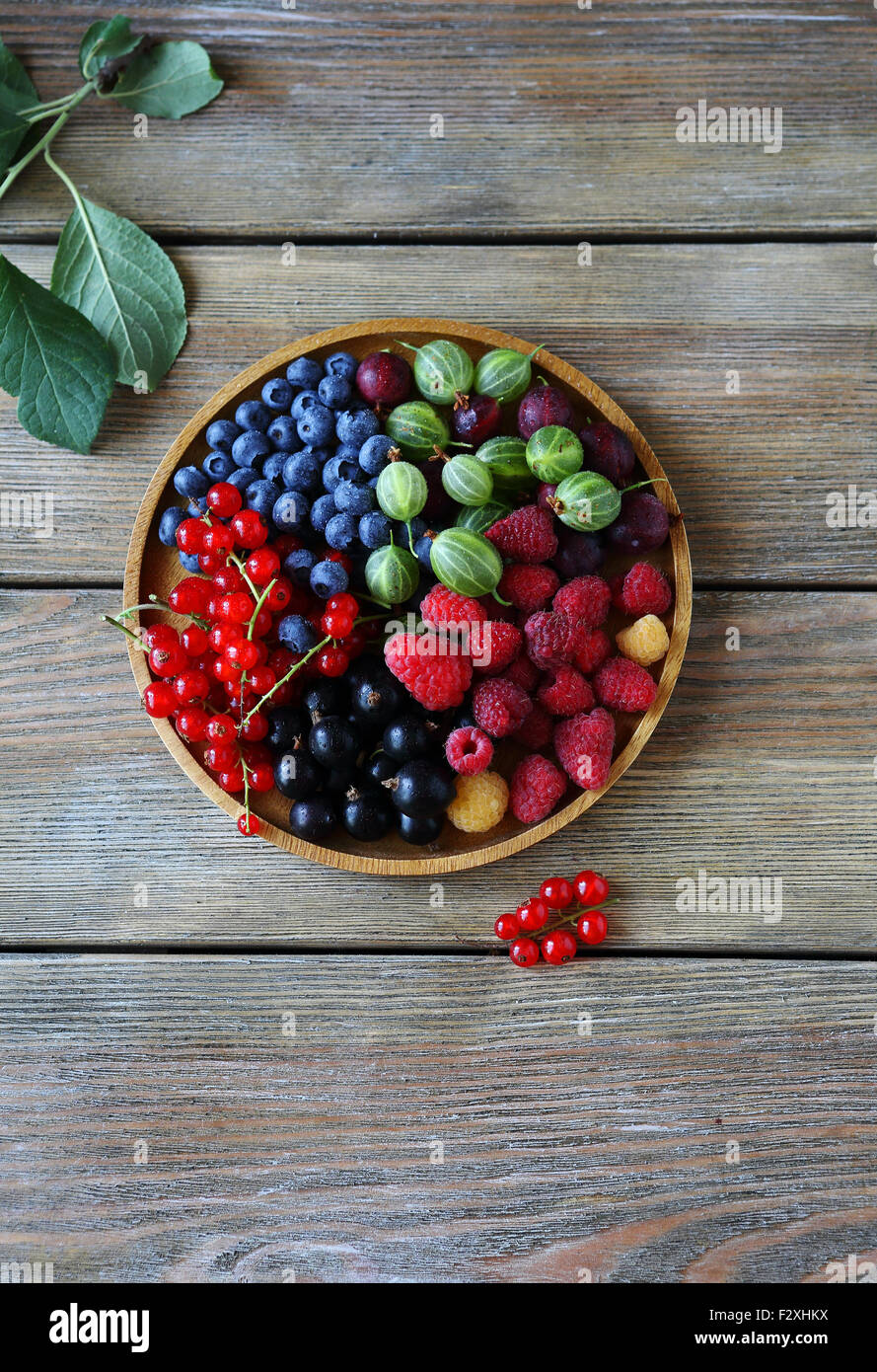 berry set on plate, top view Stock Photo - Alamy