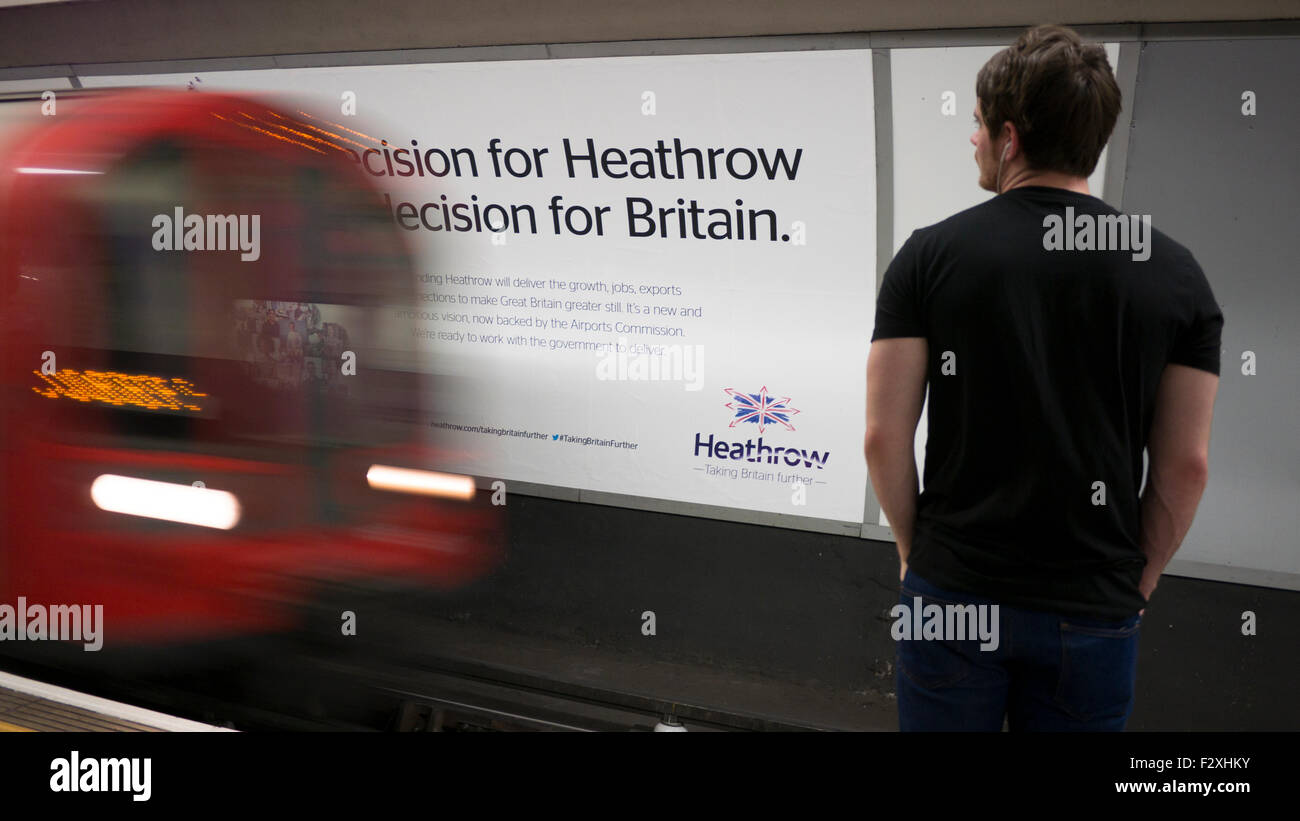 Heathrow expansion advertising hoarding poster on London underground ...