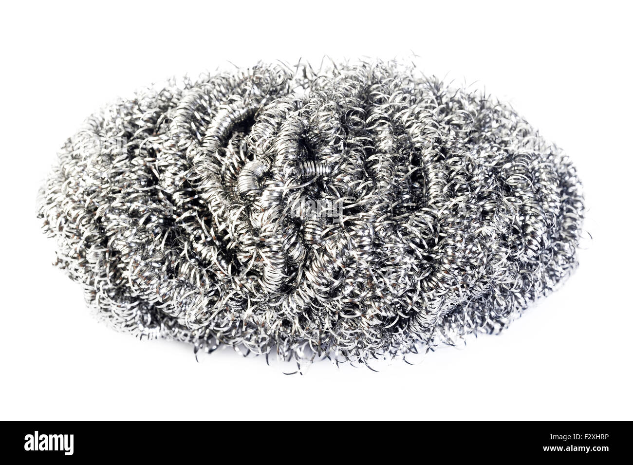 stainless steel scourer on white background Stock Photo - Alamy