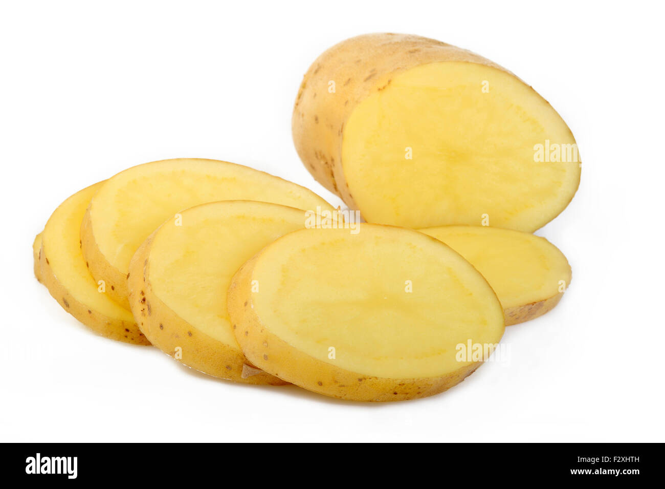 Fresh sliced potatoes on white background Stock Photo - Alamy