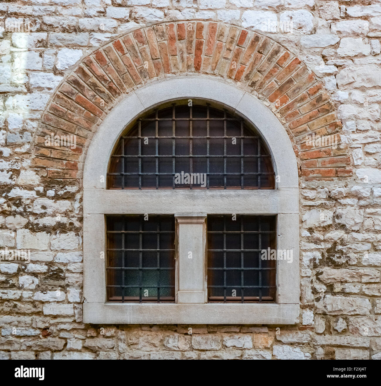 old window with metal bars in a brick wall Stock Photo - Alamy