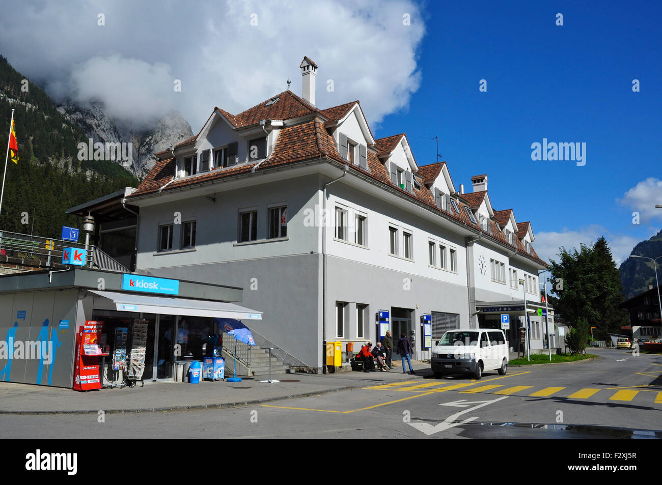 Railway station building, Kandersteg, Bernese Oberland, Switzerland ...