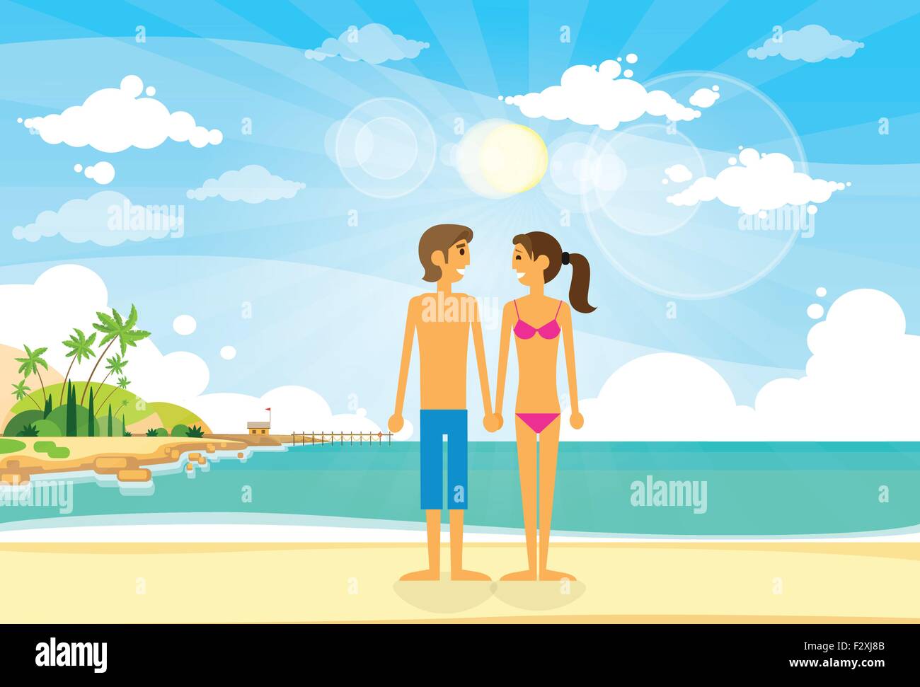 Two Men At The Seaside Stock Vector Images Alamy