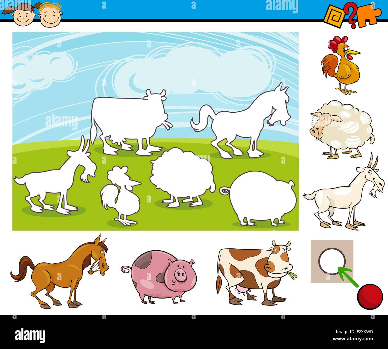 Cartoon Illustration of Educational Matching Game for Preschool ...
