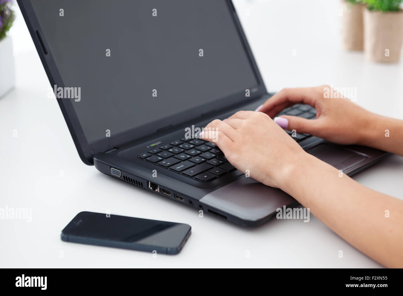 Laptop with hands hi-res stock photography and images - Alamy