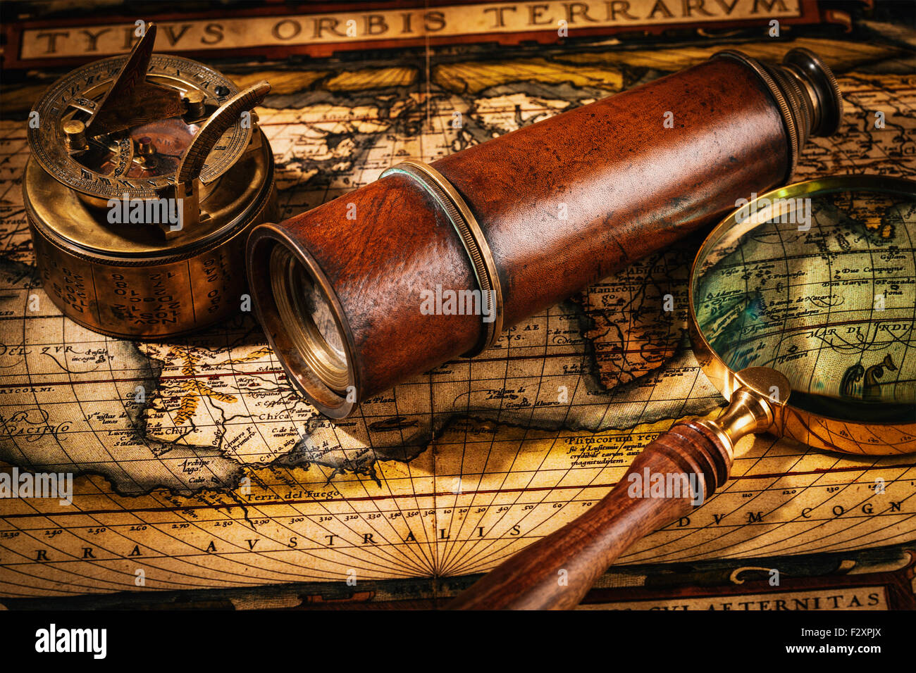 Old vintage compass on ancient map Stock Photo - Alamy