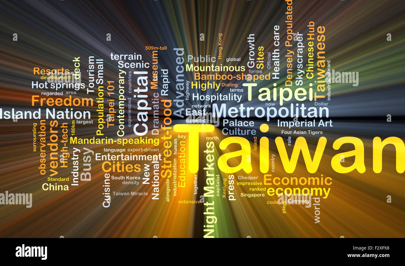Background concept wordcloud illustration of Taiwan glowing light Stock ...
