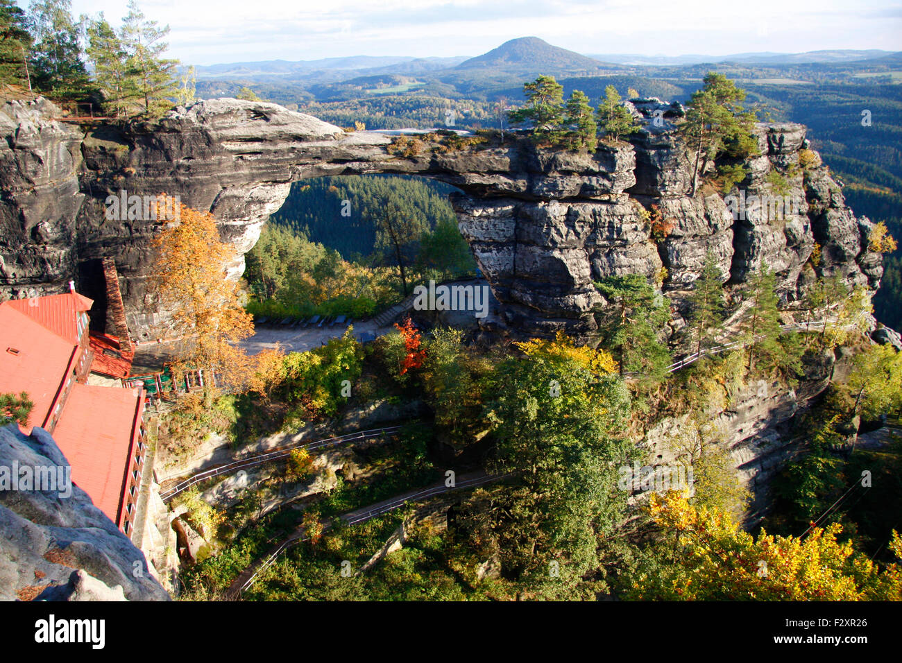 Prebischtor, Sandsteingebirge, Boehmische Schweiz, Tschechien Stock ...