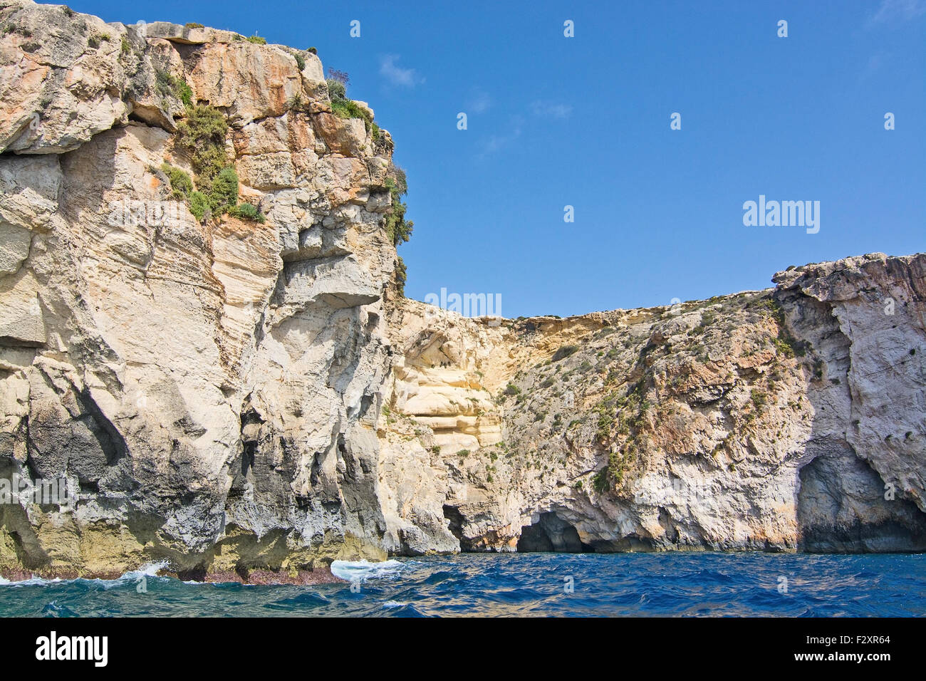 Rocks and caves along the Malta southern coast near popular tourist ...