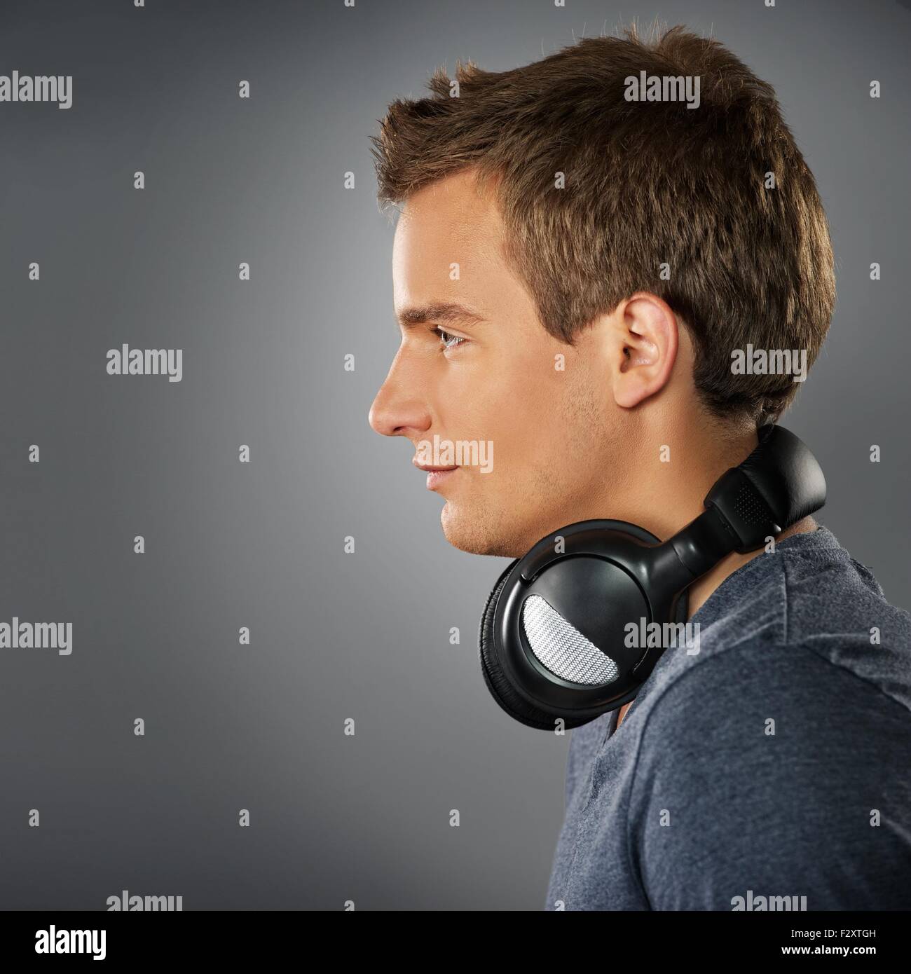 Young man with a headphones Stock Photo - Alamy