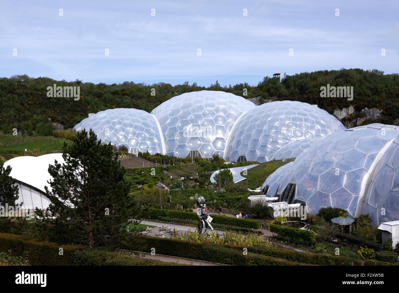 THE BIOMES WITHIN THE EDEN PROJECT BODELVA CORNWALL UK Stock Photo - Alamy