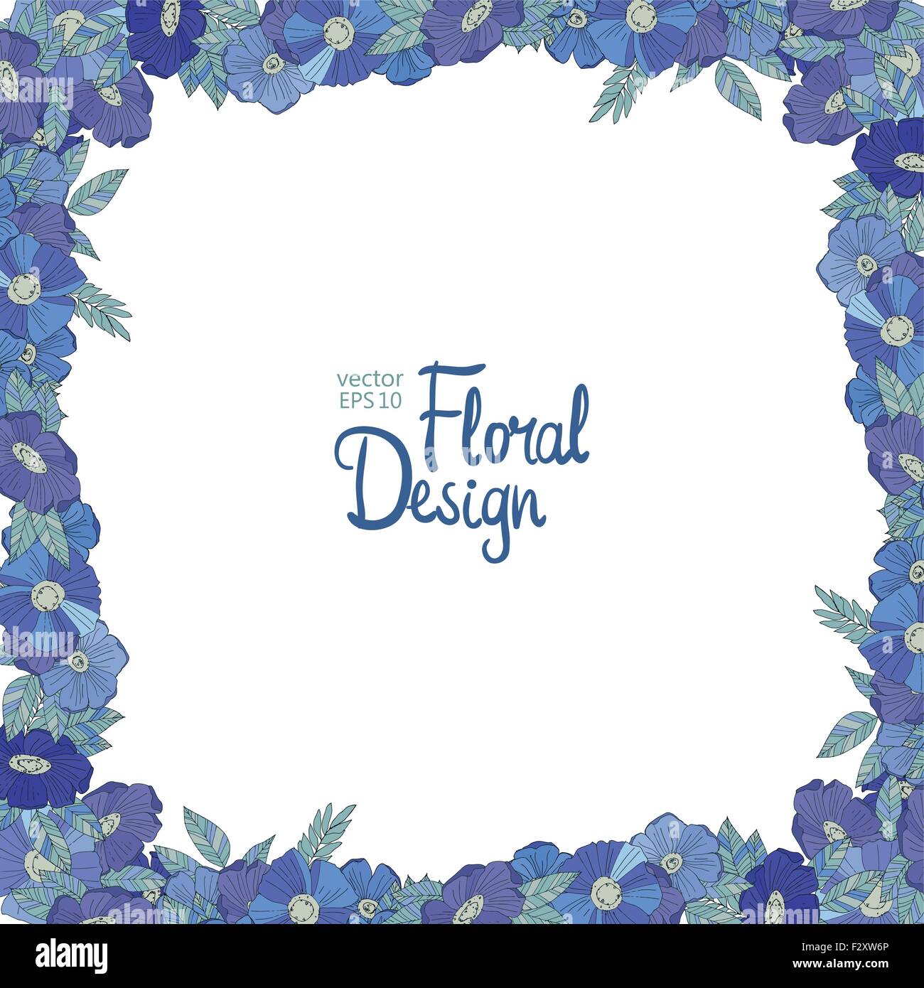 Blue floral border made with wildflowers Stock Vector Image & Art - Alamy