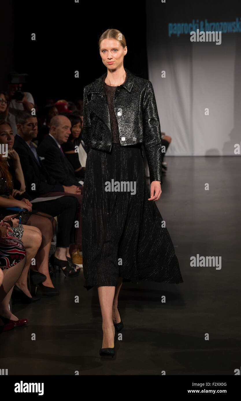 New York, NY - September 8, 2015: Model walks runway for Polish ...
