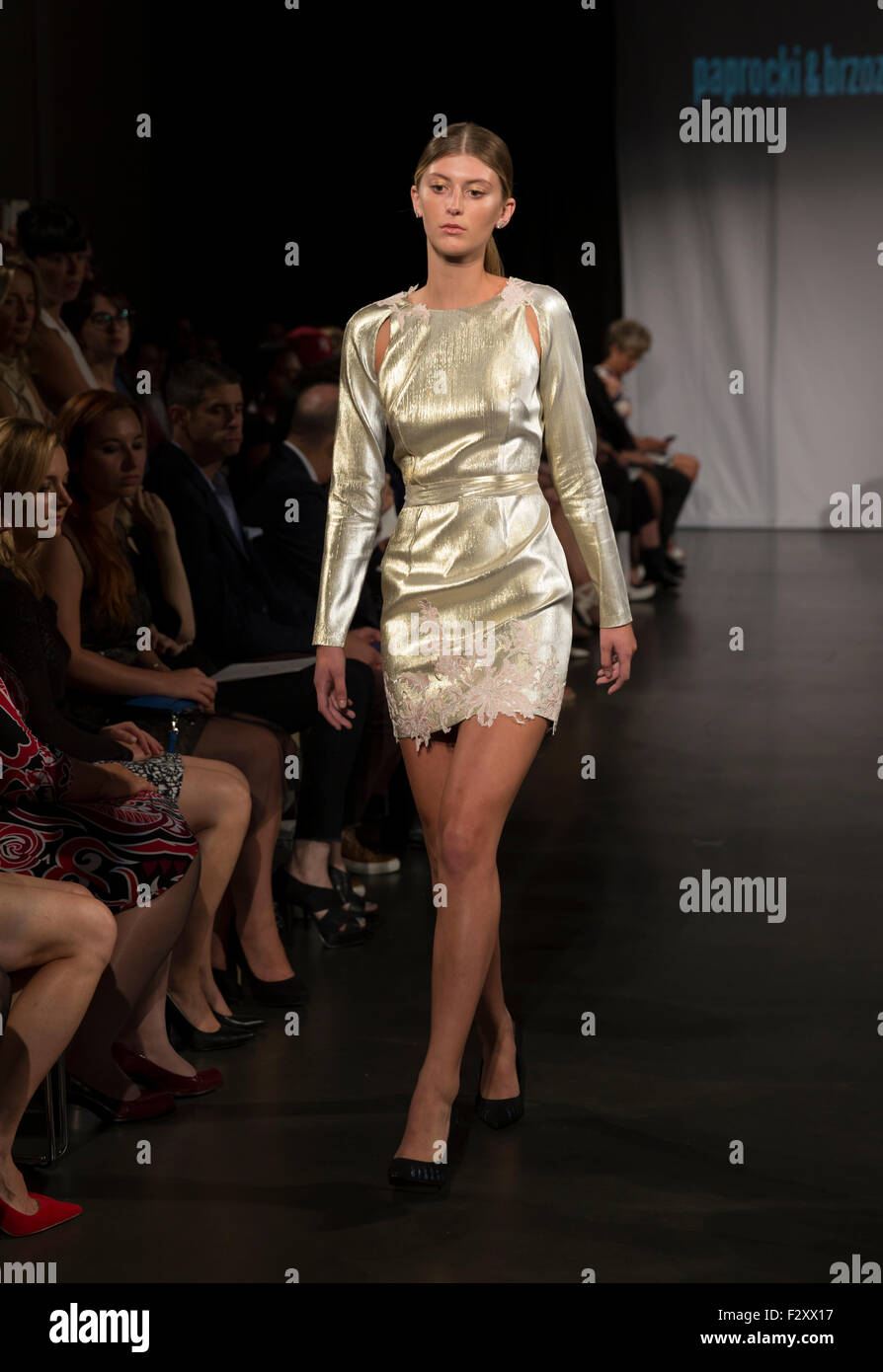 New York, NY - September 8, 2015: Model walks runway for Polish ...