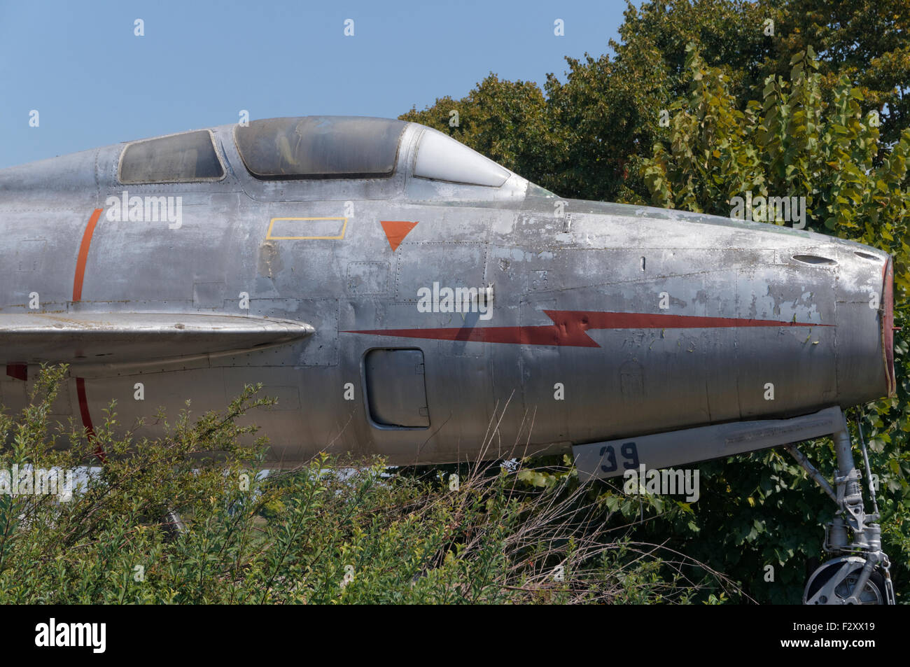 Old Mig fighter jet in the garden - Italy Stock Photo - Alamy