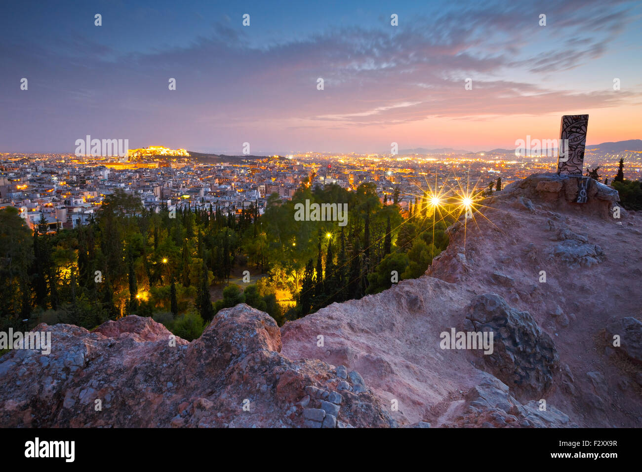 View of Athens and Acropolis from Strefi Hill Stock Photo - Alamy