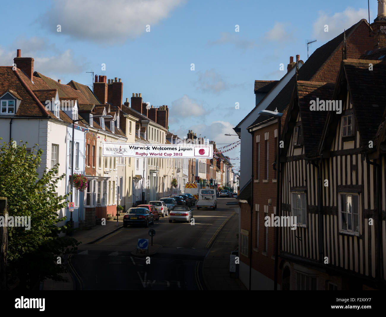 Banner across street in the town of Warwick Stock Photo - Alamy