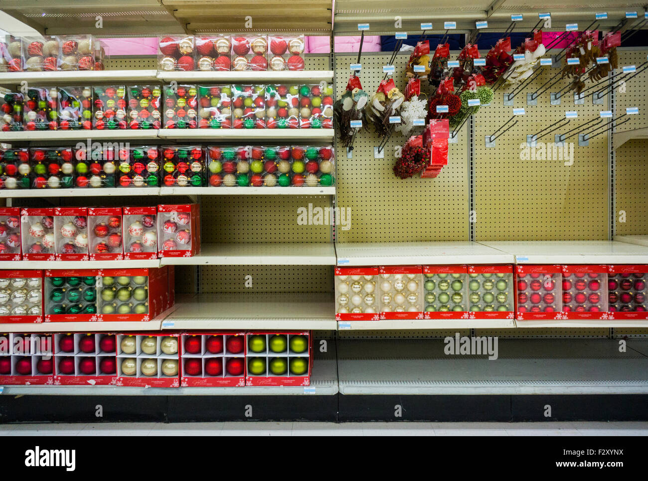An unfinished seasonal Christmas display in a KMart store in New York ...