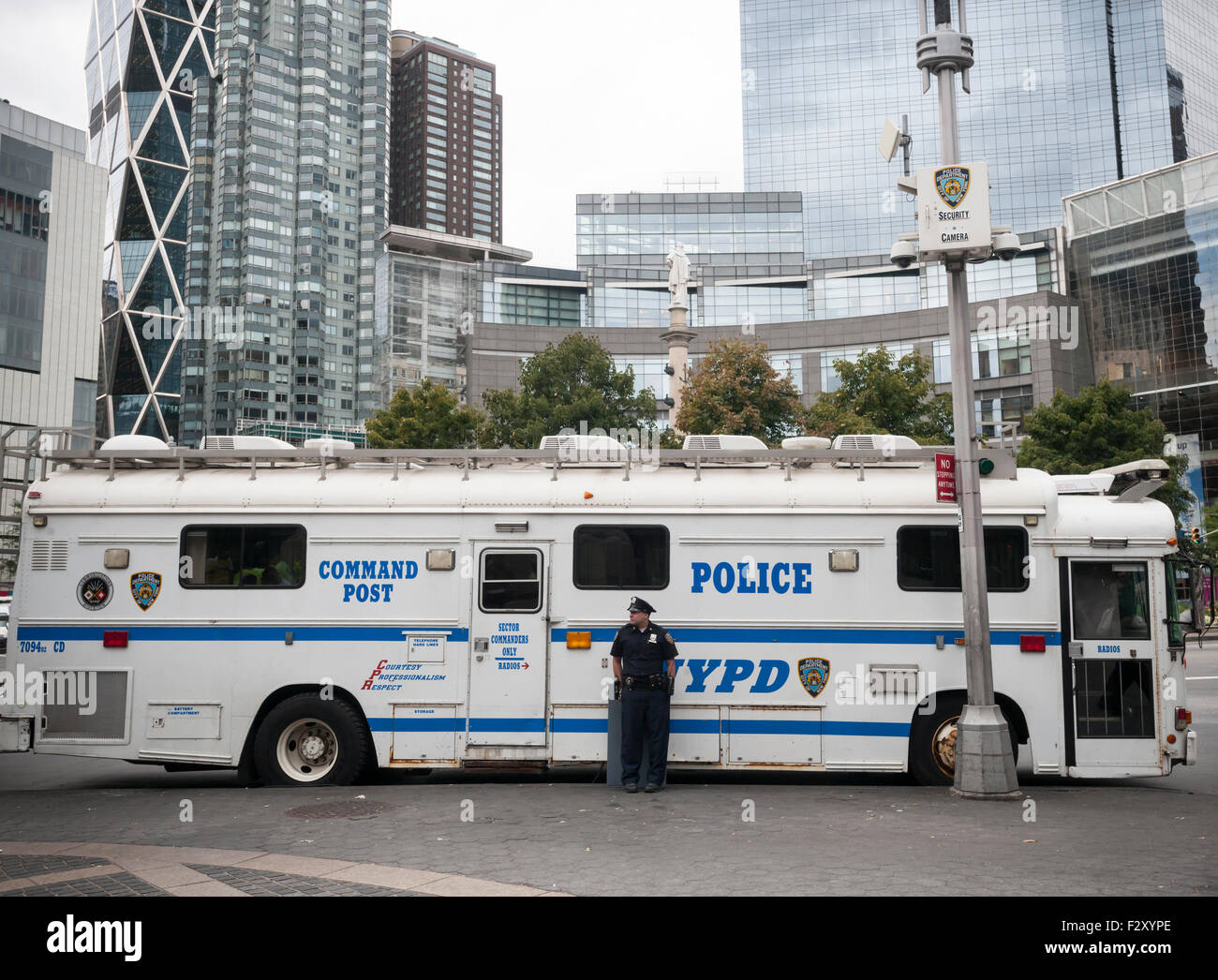 A police command post vehicle outside of Central Park in New York on ...