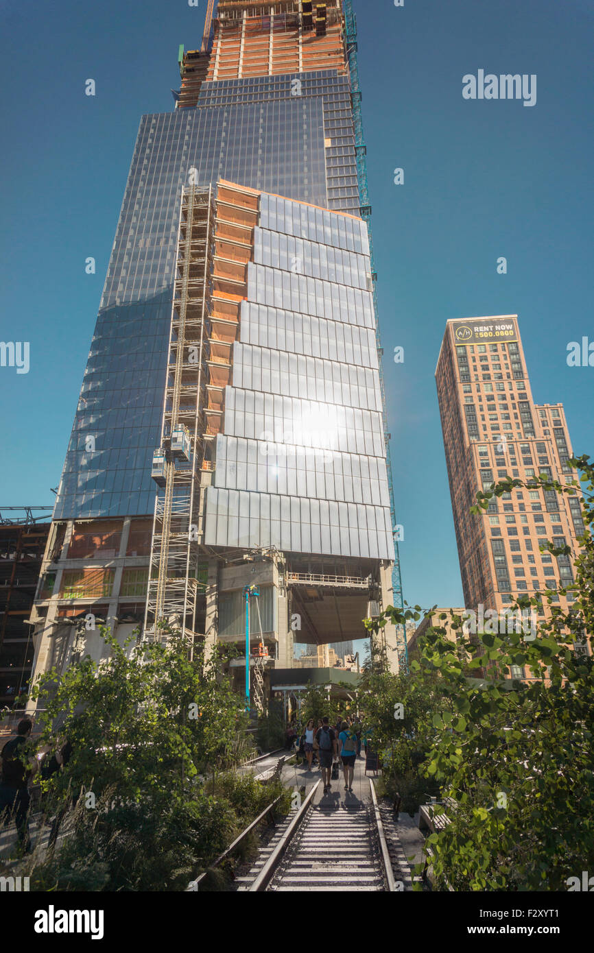 The Coach building, part of Hudson Yards, seen from the High Line Park ...