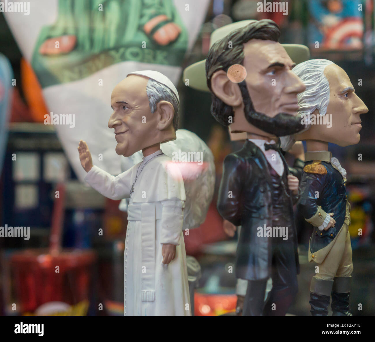 Bobble-head figurines of Pope Francis with other popular figures for ...