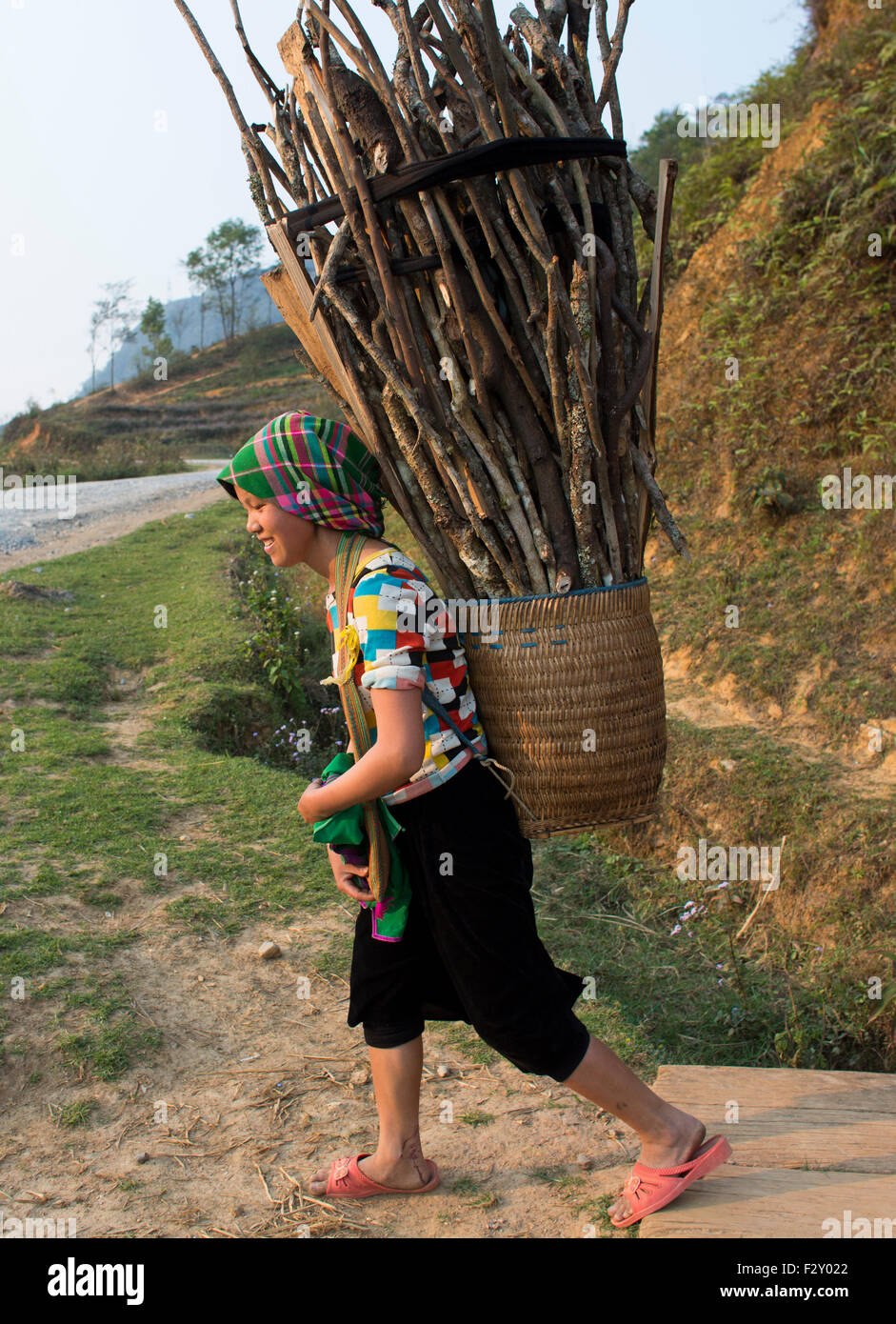 Traditional Hmong hill tribe way of transport Stock Photo - Alamy
