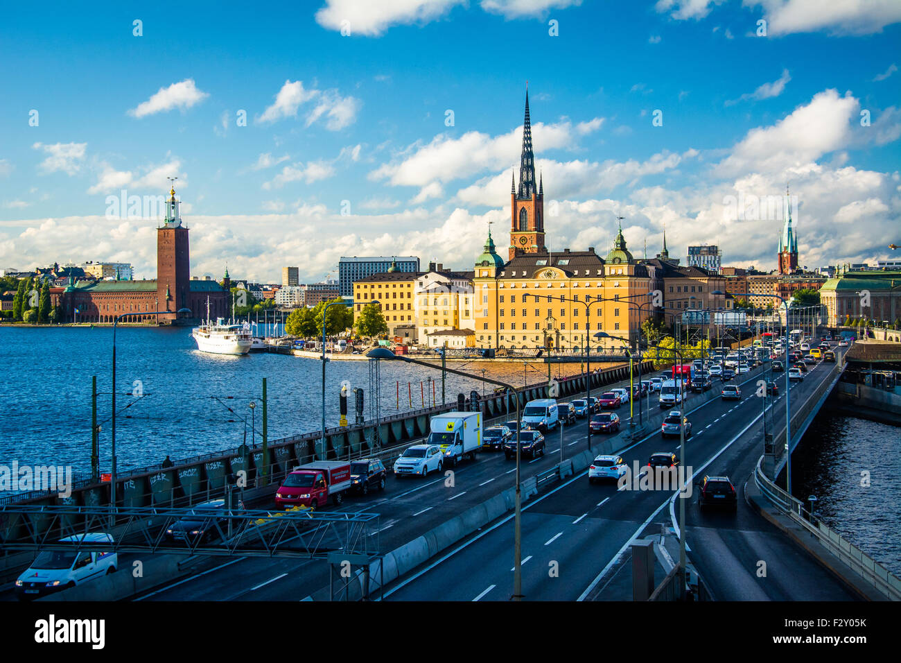 View of Centralbron and Galma Stan from Slussen, in Södermalm ...