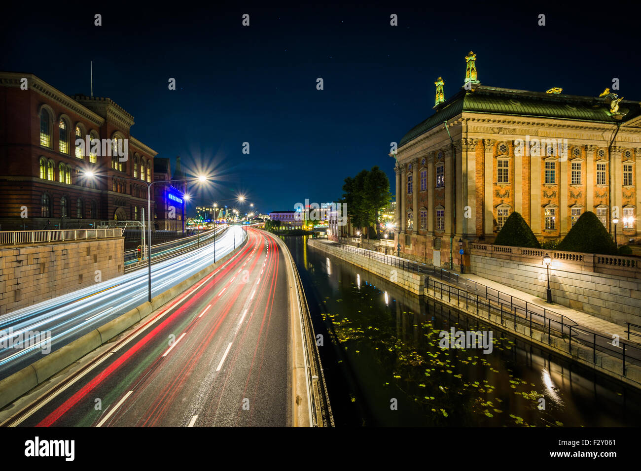 Centralbron and buildings in Galma Stan at night, seen from ...