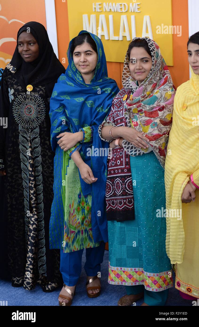 New York, NY, USA. 24th Sep, 2015. Malala Yousafzai at arrivals for HE NAMED ME MALALA Premiere ...