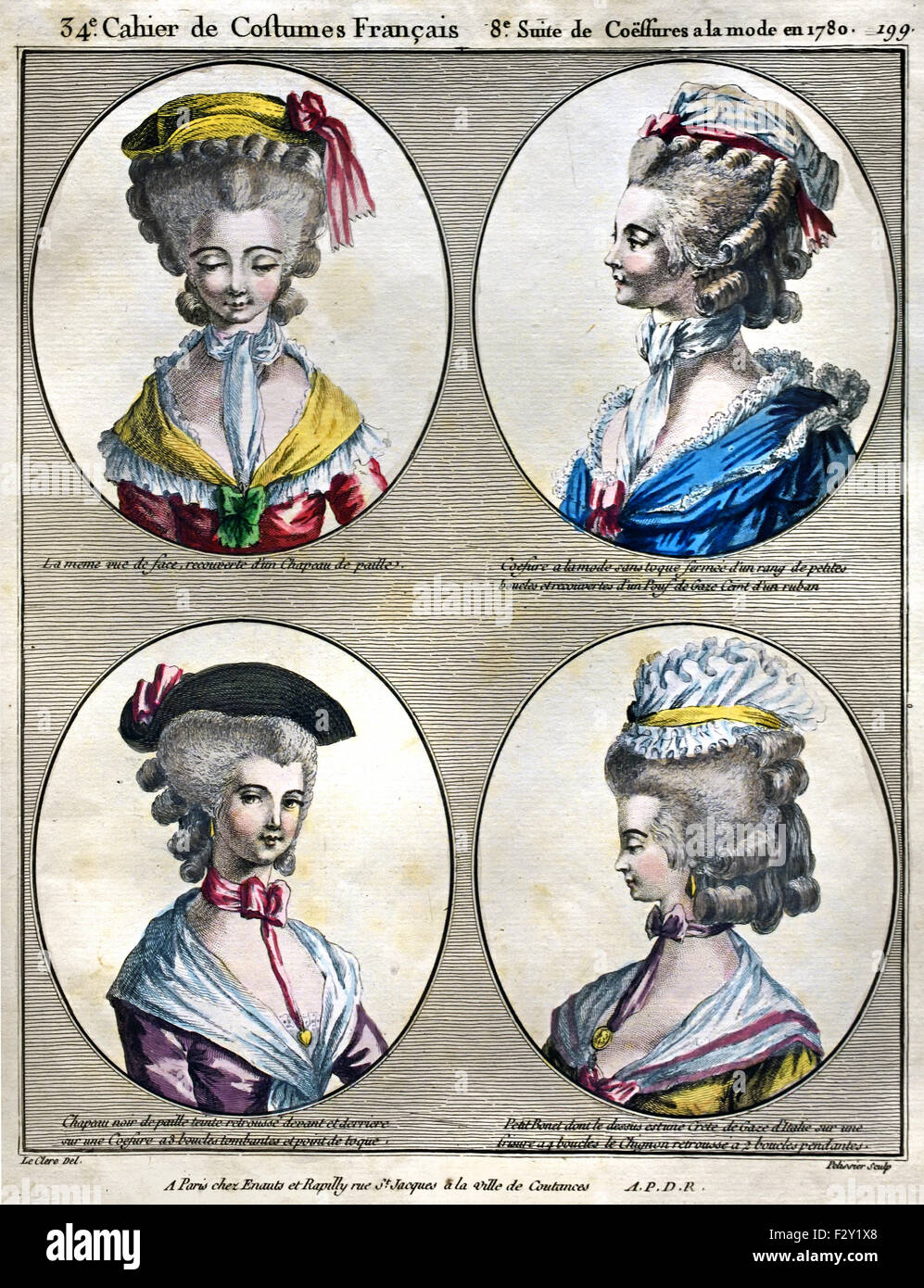 French Coiffures, Poufs, Hats and Bonnets Coiffures and Headdresses ( J ...