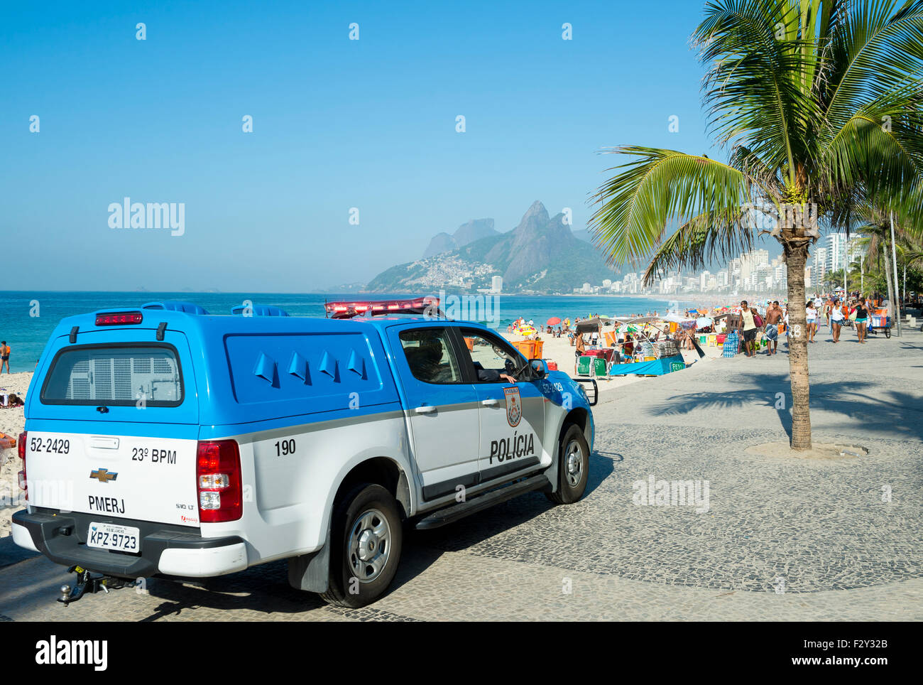 RIO DE JANEIRO, BRAZIL - FEBRUARY 08, 2015: Police truck stands parked ...