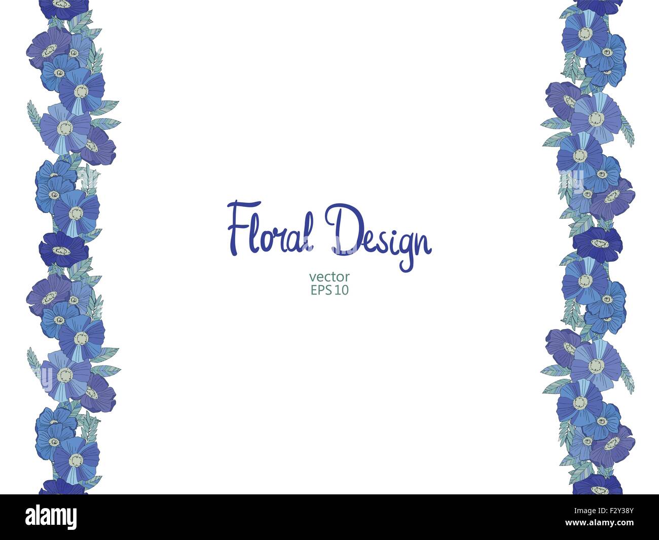 Blue floral border made with wildflowers Stock Vector Image & Art - Alamy