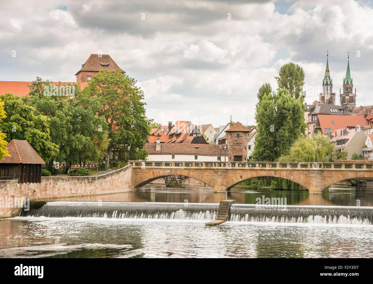 Historic Nuernberg at the river Pegnitz Stock Photo - Alamy