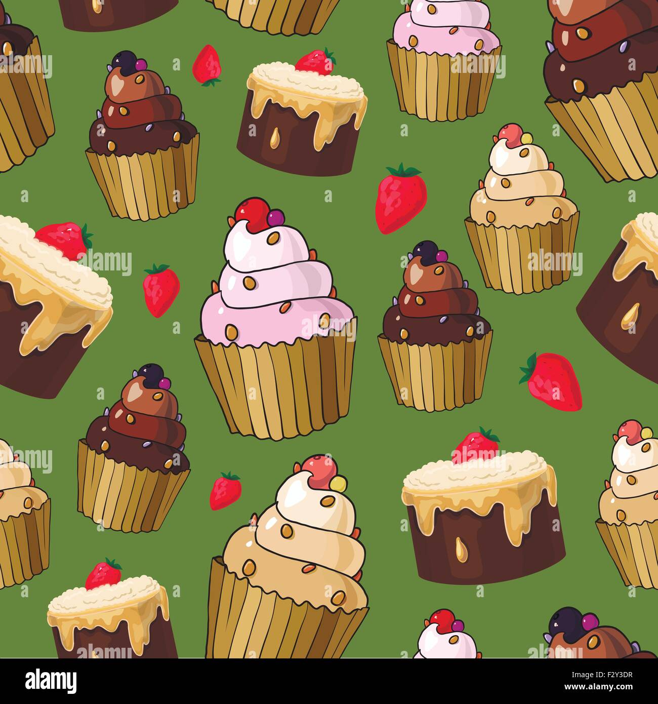 Seamless pattern with cherry cupcakes Stock Vector Image & Art - Alamy