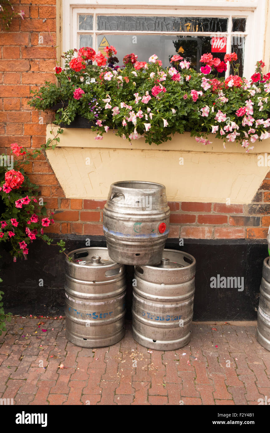 Three barrels outside a public house Stock Photo - Alamy