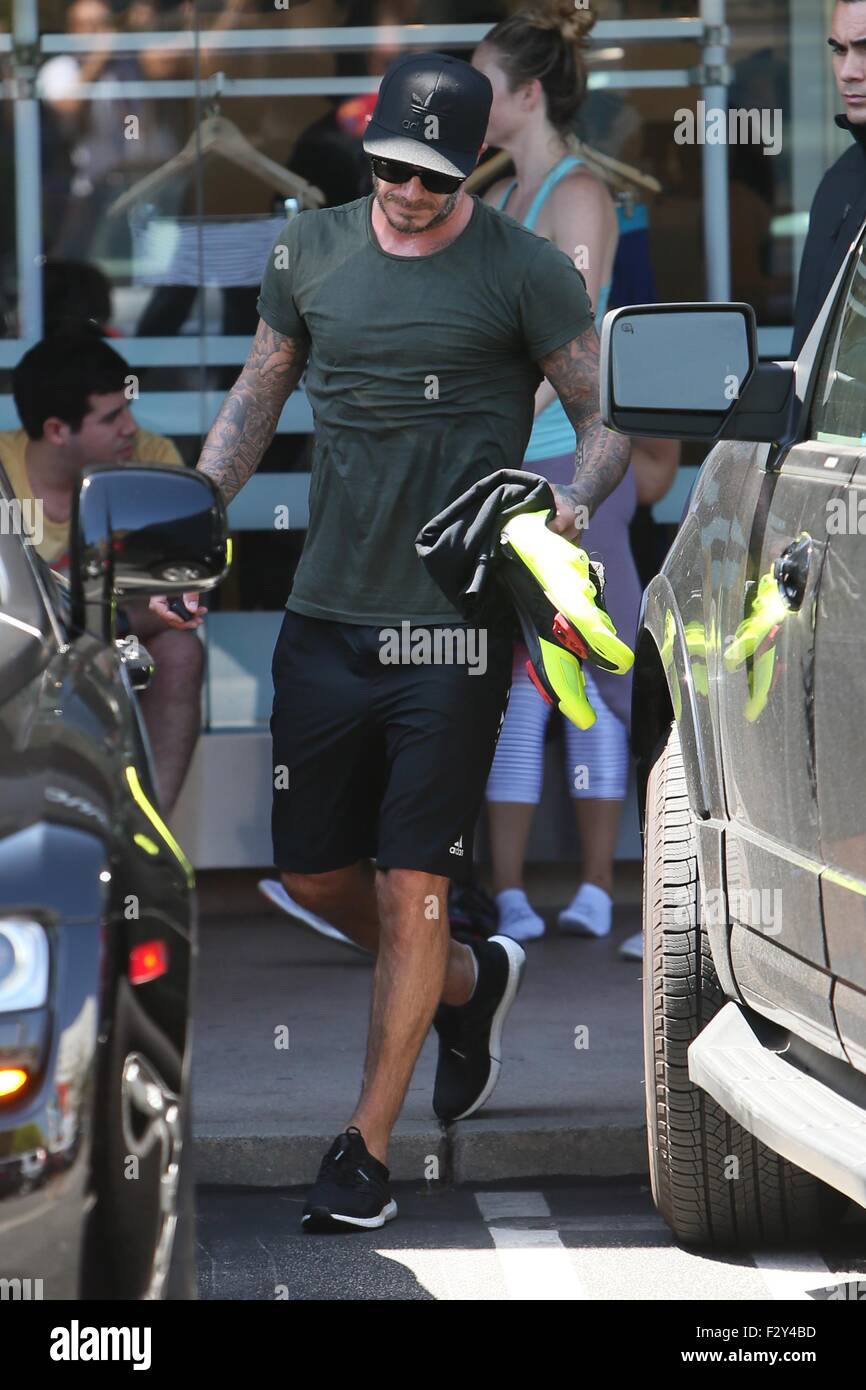 David Beckham spotted at SoulCycle in Brentwood Featuring: David ...