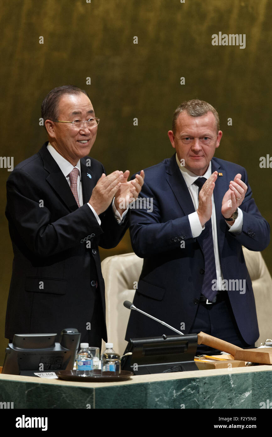 New York, USA. 25th Sep, 2015. Danish Prime Minister Lars Rasmussen(R ...