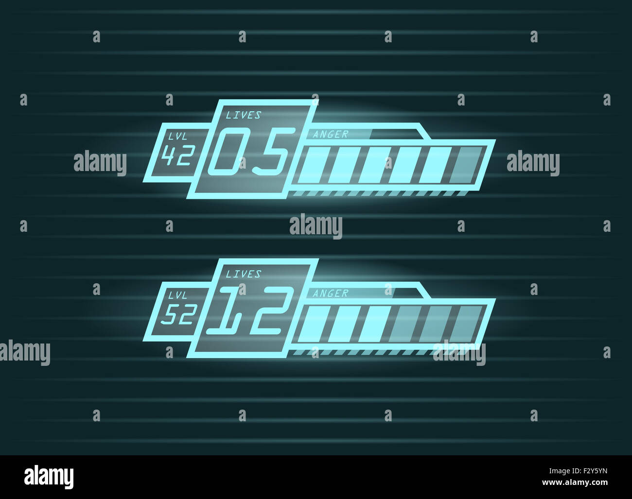 Vector set of life and power progress bars for casual games interface ...