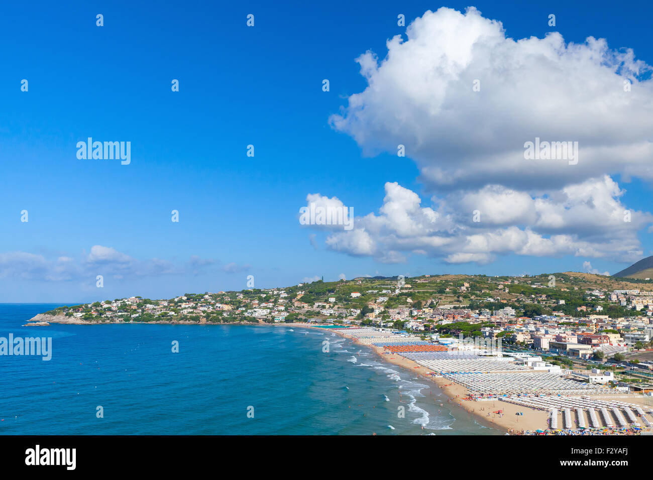 Mediterranean sea landscape. Public beach of Gaeta town, Italy Stock ...