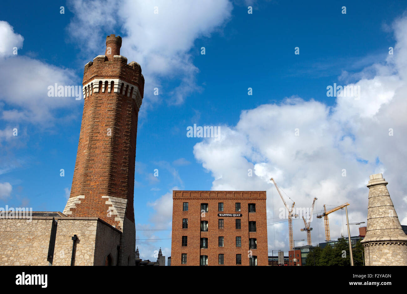 A wide angle view of Liverpool skyline on a bright sunny afternoon in ...