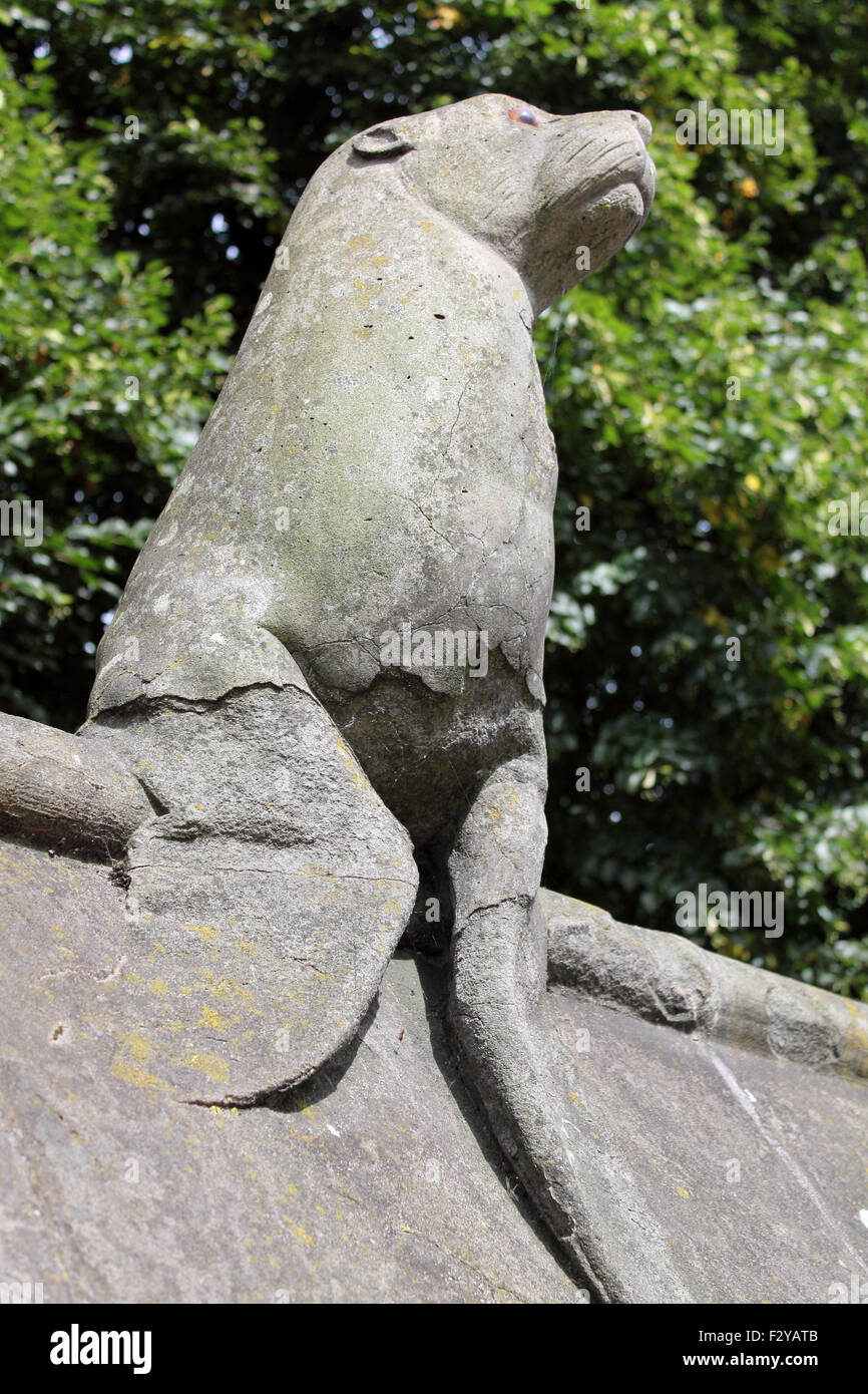 Seal on the Animal Wall, Cardiff Castle, Cardiff, South Wales, UK Stock ...