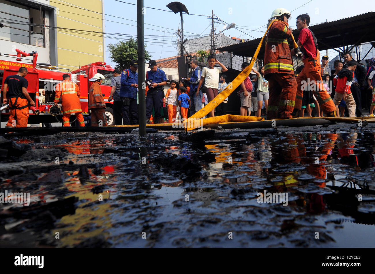 Jakarta, Indonesia. 25th Sep, 2015. The fire fighters of South Jakarta ...