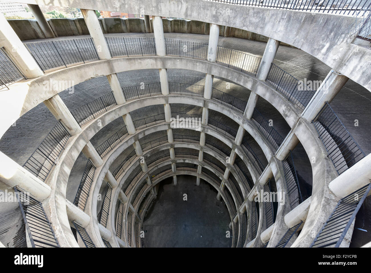 Parking lot in Ponte City Building. Ponte City is a famous skyscraper ...