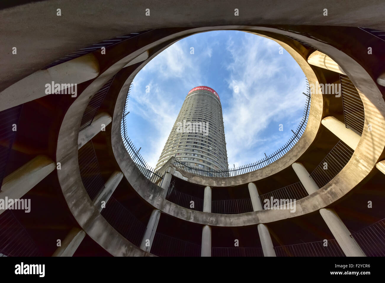 Ponte City Building at sunset. Ponte City is a famous skyscraper in the ...