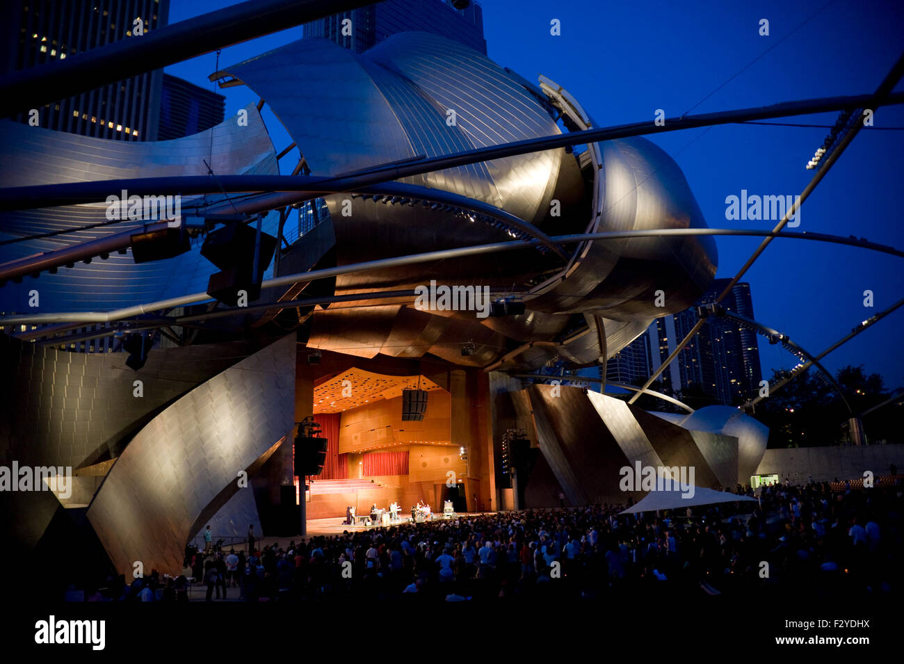 Jay Pritzker Music Pavilion, Chicago, Illinois. Bandshell in Millennium ...